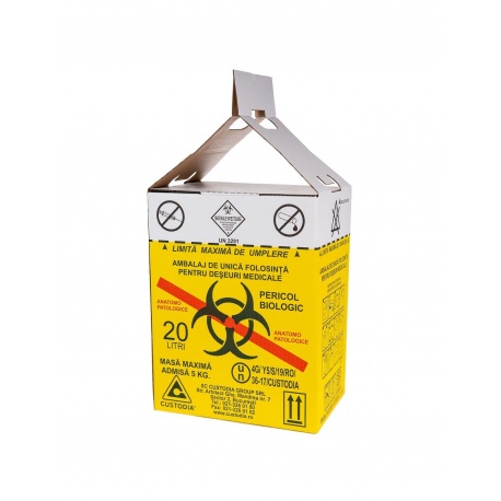Cutie 20 L cu sac Biohazard 50 microni, pentru deseuri anatomo ...